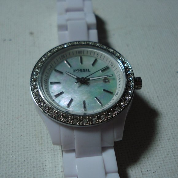 Fossil | Accessories | Rare Large Fossil Diamond Mother Of Pearl Watch ...